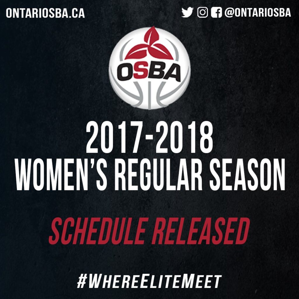 OSBA 2017-2018 Women's Season Schedule Released • Ontario Basketball ...