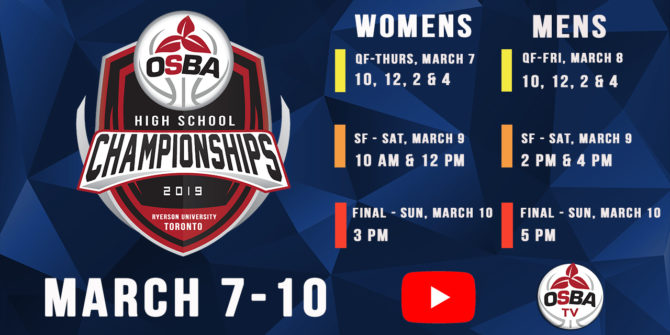 OSBA Final 8 2019 coming to Ryerson, March 7-10 • Ontario Basketball ...
